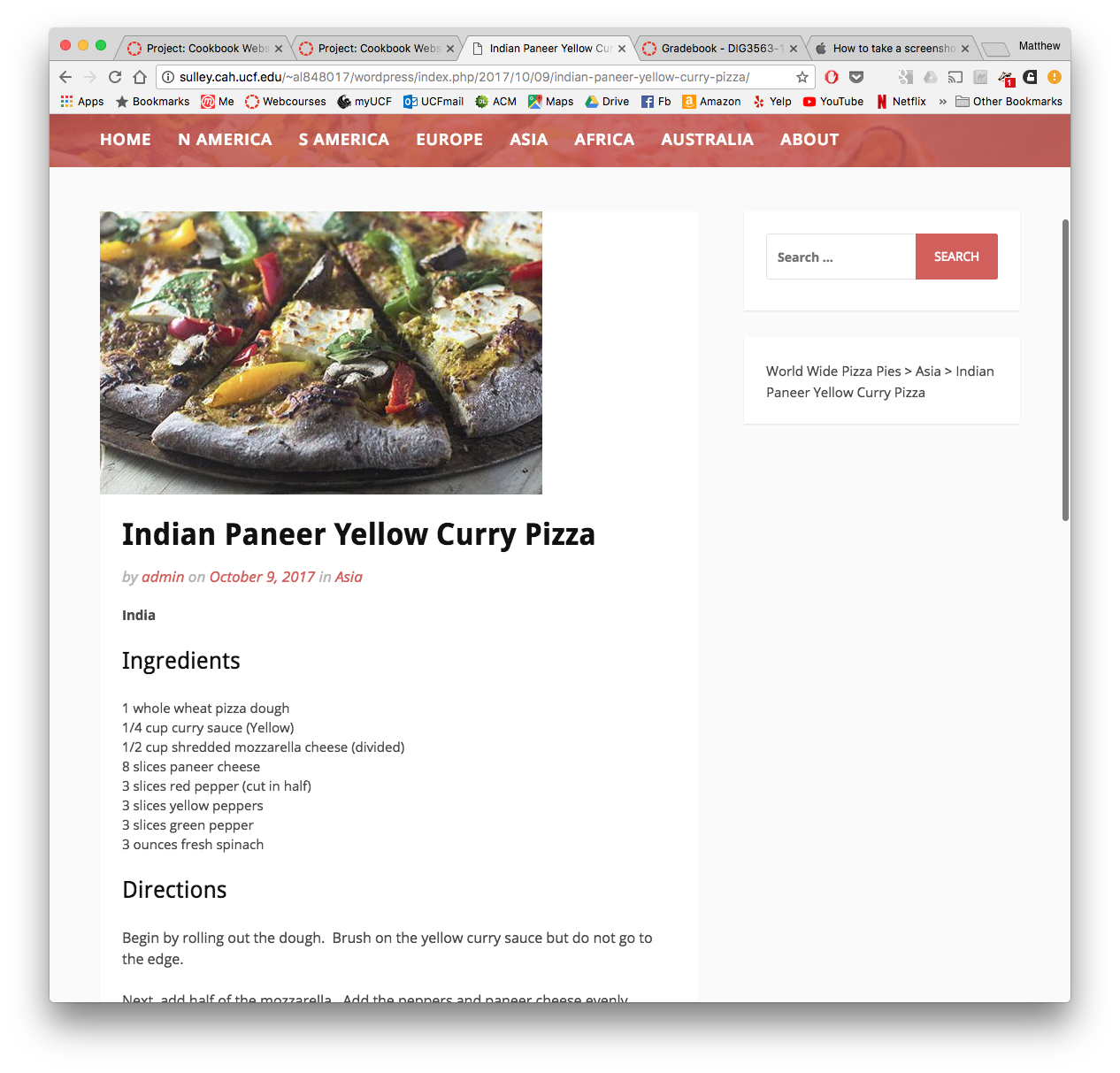 Cookbook Information Architecture Websites – Student Work